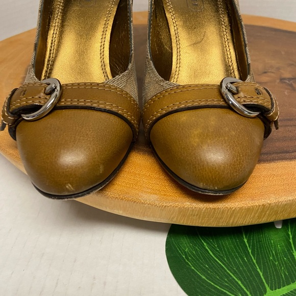Coach | Shoes | Coach Signature Canvas Buckles Heels Mary Janes Heels | Poshmark